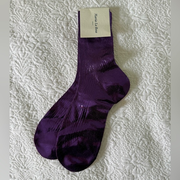 Maria La Rosa | Accessories | Maria La Rosa Purple Metallic Socks ...